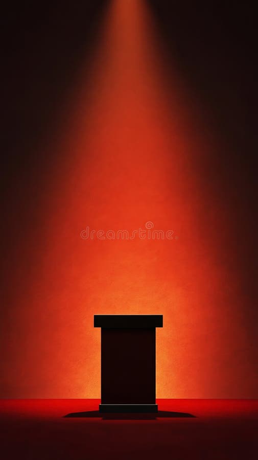 Spotlight on Empty Podium in Dramatic Red and Black Background Stock ...