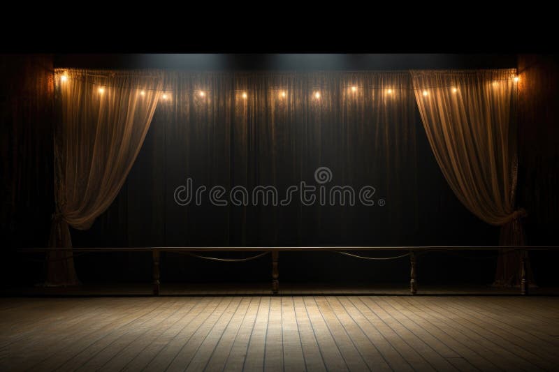 Spotlight on Empty Stage with Ballet Barre Stock Illustration ...