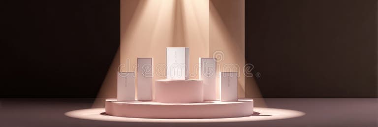 Product Launch Visuals Showcasing Spotlight and Floating Packaging ...