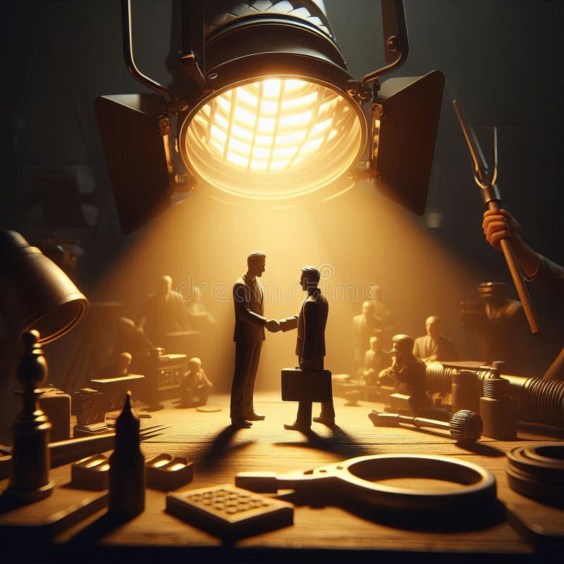 Spotlight a Focused Light Highlighting the Handshake with the Stock ...