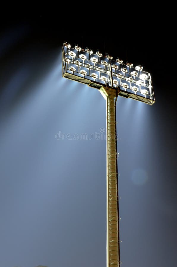 Spotlight of Football Stadium Stock Image - Image of lightbulb, ball ...