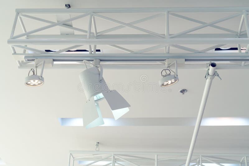 Spotlight Hanging on the White Ceiling Stock Image - Image of modern ...