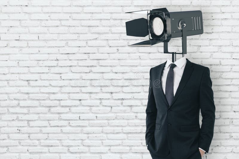 Spotlight Headed Businessman Stock Photo - Image of lamp, competition ...