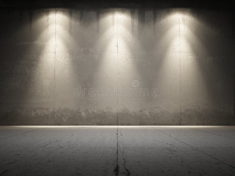 Spotlight Illuminate Grungy Concrete Stock Illustration - Illustration ...