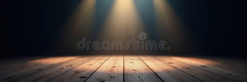 Spotlight Illuminates Bare Wooden Stage, Deep Shadows , Dramatic ...