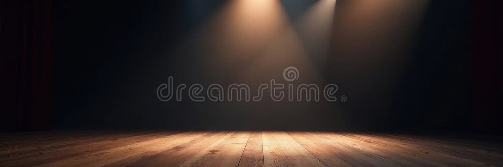 Spotlight Illuminates Bare Wooden Stage, Deep Shadows , Dramatic Scene ...