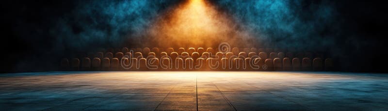 A Spotlight Illuminates the Center of an Auditorium, Anticipation Thick ...