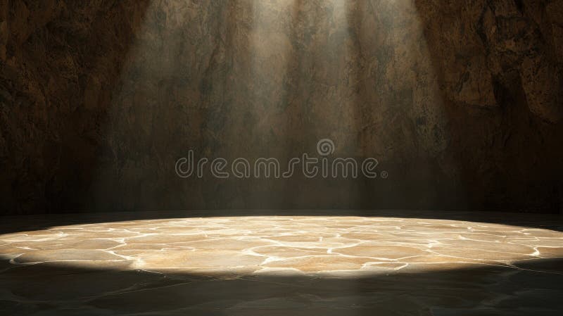 A Spotlight Illuminates a Stone Floor in a Cave. Stock Image - Image of ...
