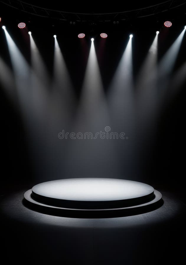 Spotlight Illuminating a Circular Stage in a Dark Setting Stock Photo ...
