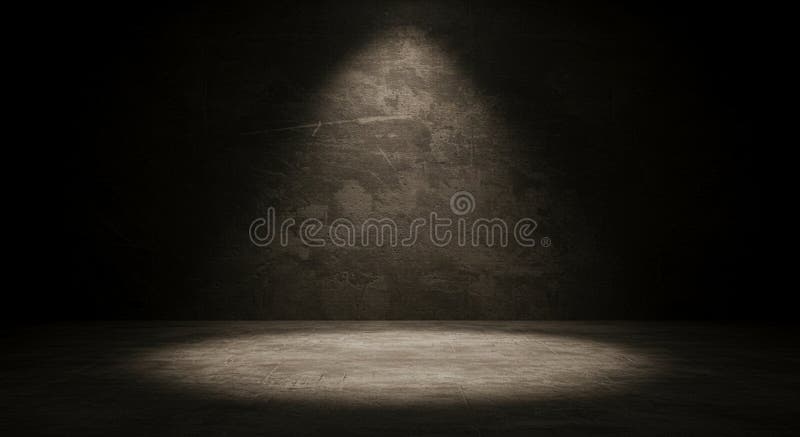 Spotlight Illuminating Concrete Wall and Floor Creates Dramatic Empty ...