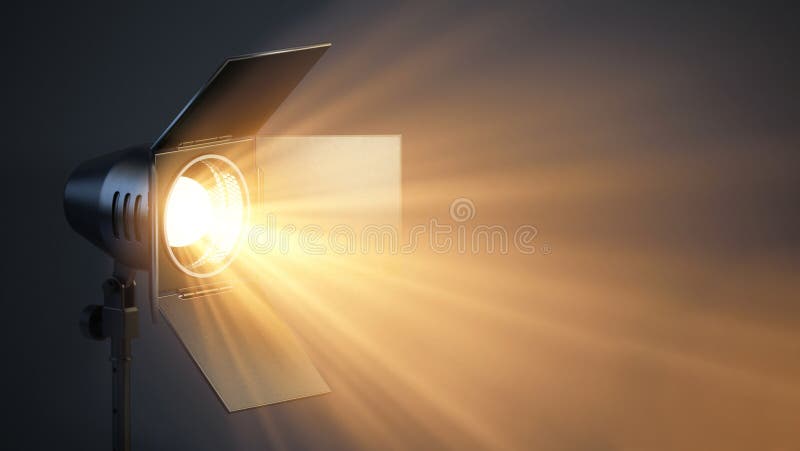 Spotlight Illuminating the Darkness. Copy Space on the Right Stock ...