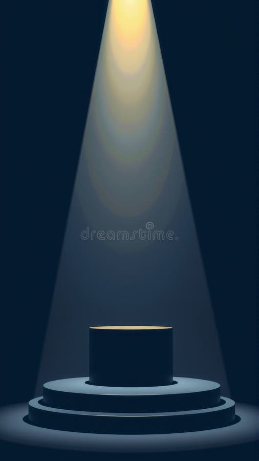 Spotlight Illuminating Empty Stage with Dramatic Shadows in Dark Room ...