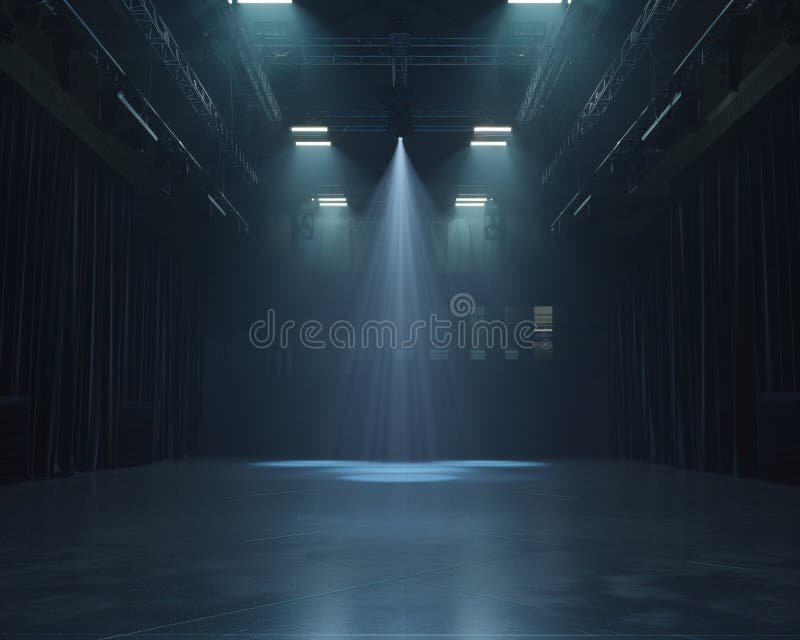 Spotlight Illuminating an Empty Stage with Modern Dance Floor Capturing ...