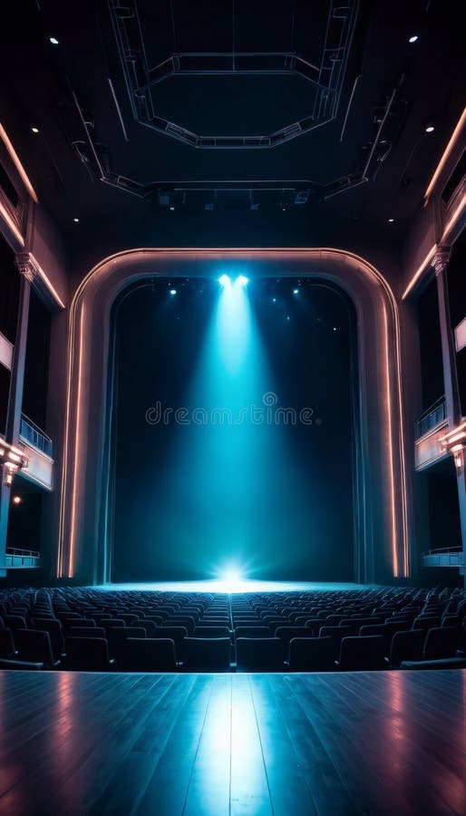 Spotlight Illuminating an Empty Theater Stage Stock Photo - Image of ...