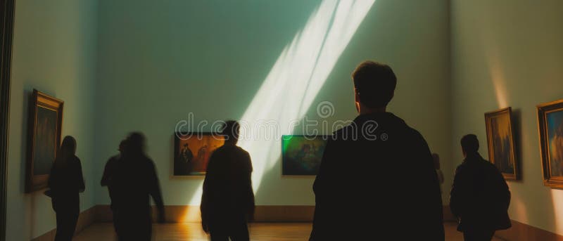 Spotlight Illuminating Historical Exhibits in a Museum during a Visitor ...