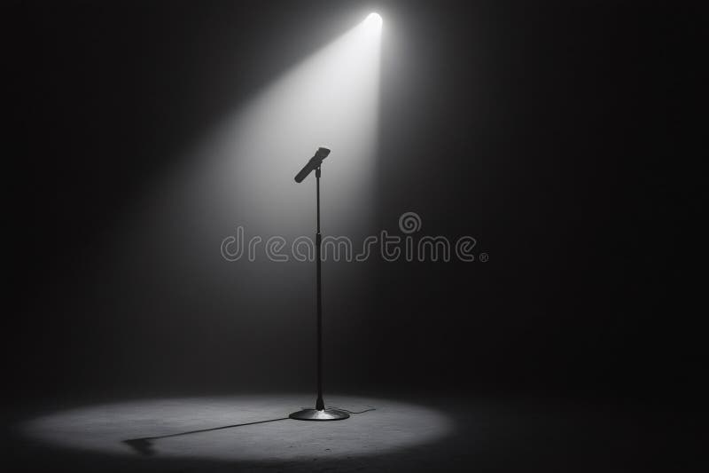 Spotlight Illuminating Microphone Stage Ready Performance Stock Photos ...