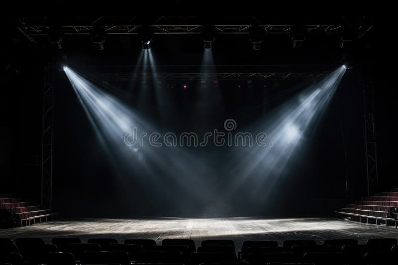 A Spotlight Illuminating a Part of an Empty, Dark Stage Stock Image ...