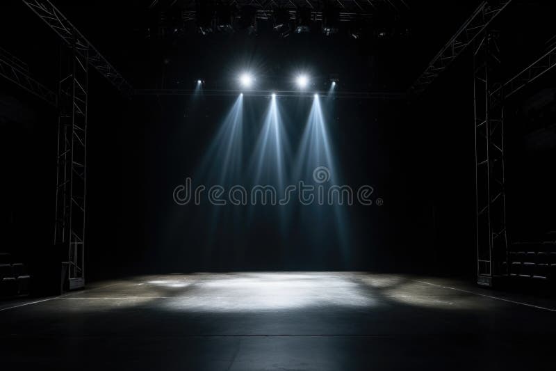 A Spotlight Illuminating a Part of an Empty, Dark Stage Stock ...