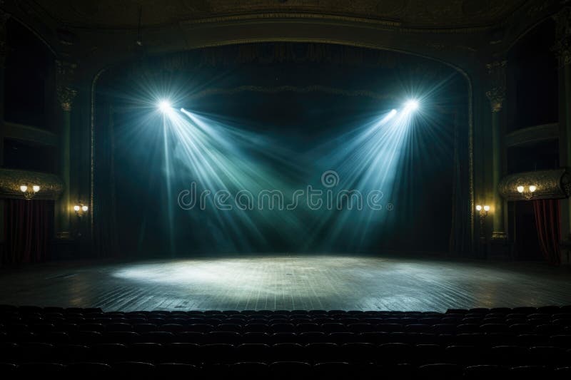Spotlight Illuminating a Silent, Empty Theater Stage Stock Image ...