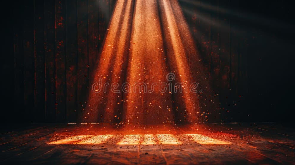 Spotlight Illuminating Sparkling Dust on a Dark Background Creating a ...