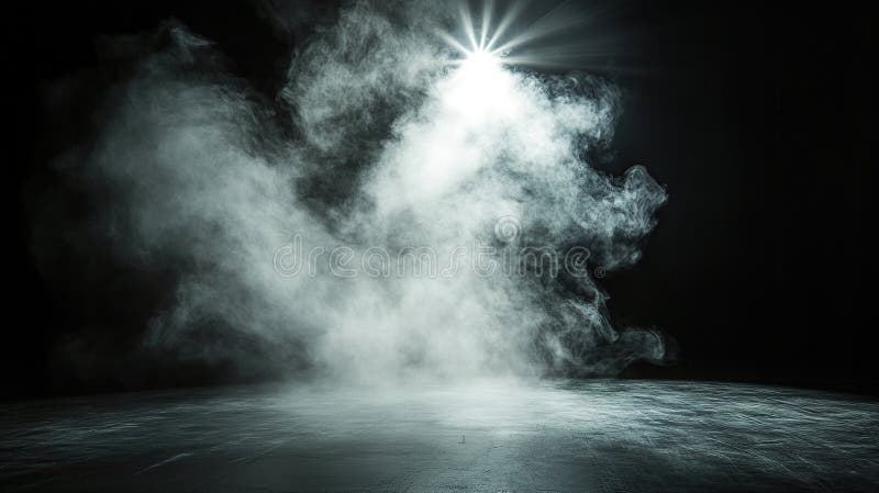 Spotlight Illuminating Thick Fog on Dark Floor Stock Image - Image of ...