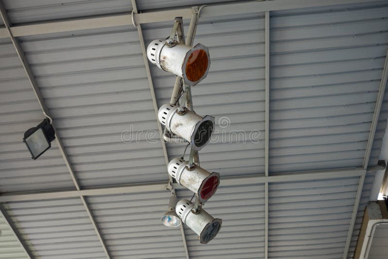Spotlight Installed on the Roof Stock Image - Image of bright, theatre ...