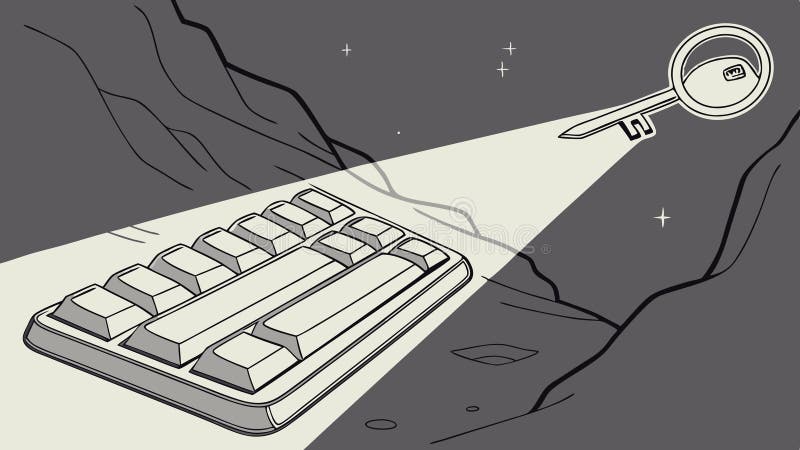 Spotlight on Keyboard in Dark Cavern, Vector Design Generative AI Stock ...