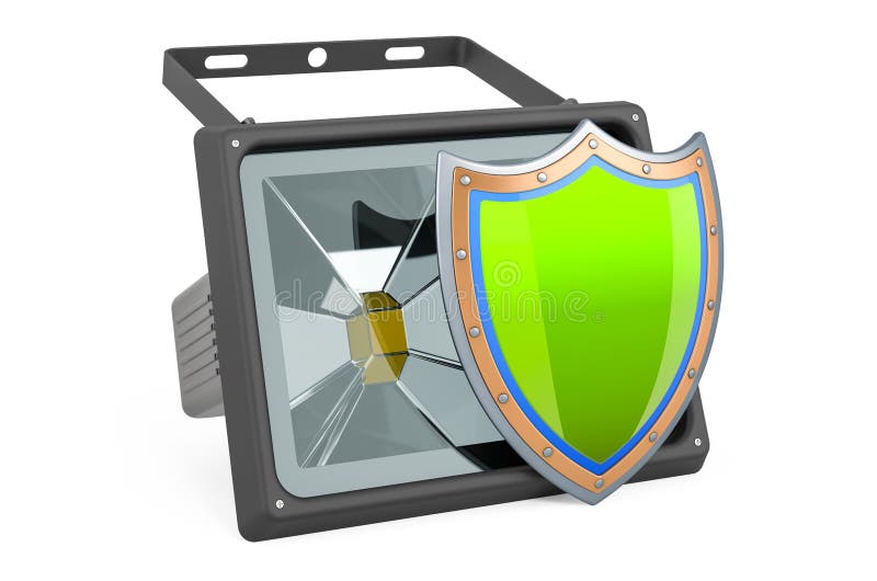 Spotlight LED with Shield, 3D Rendering Stock Illustration ...