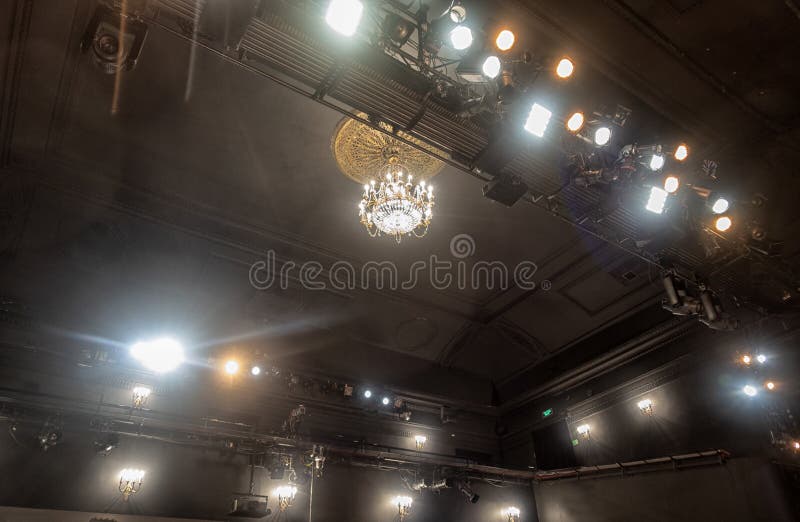 Technical Lights that the Stage at Theater. Stock Image - Image of hall ...