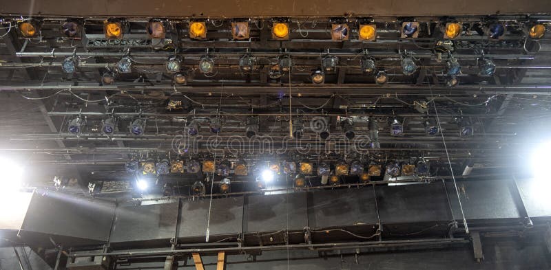 Technical Lights that the Stage at Theater. Stock Photo - Image of ...