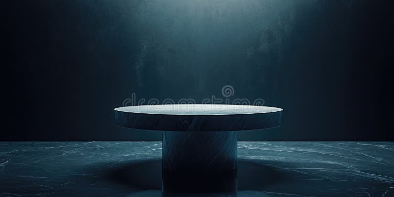 Spotlight Marble Pedestal: a Dark, Moody Scene Featuring a Round Marble ...