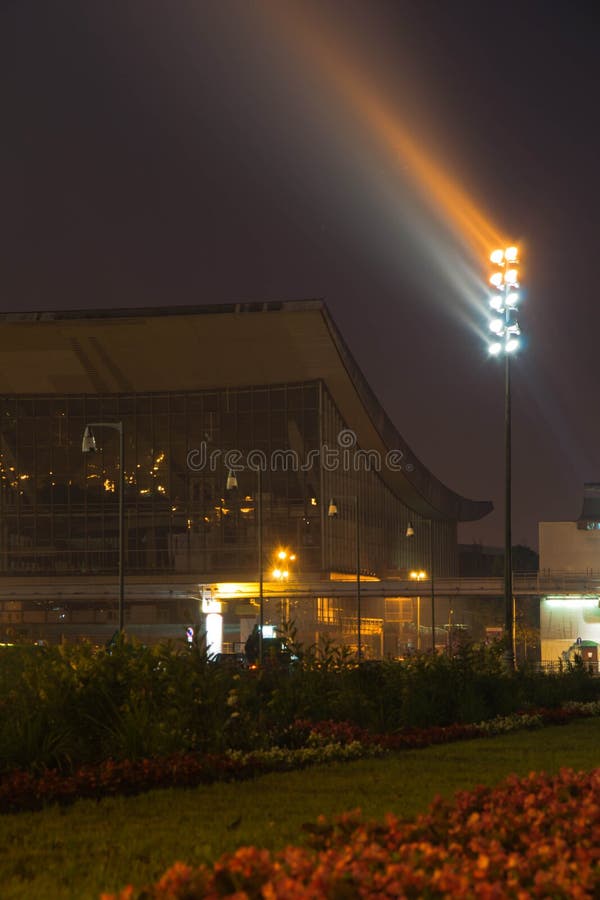 Spotlight Next To a Building at Night Stock Photo - Image of buildings ...