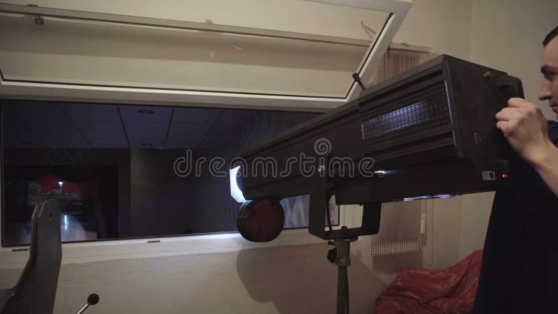 Spotlight Operator Tracks Actors Around the Stage Stock Footage - Video ...