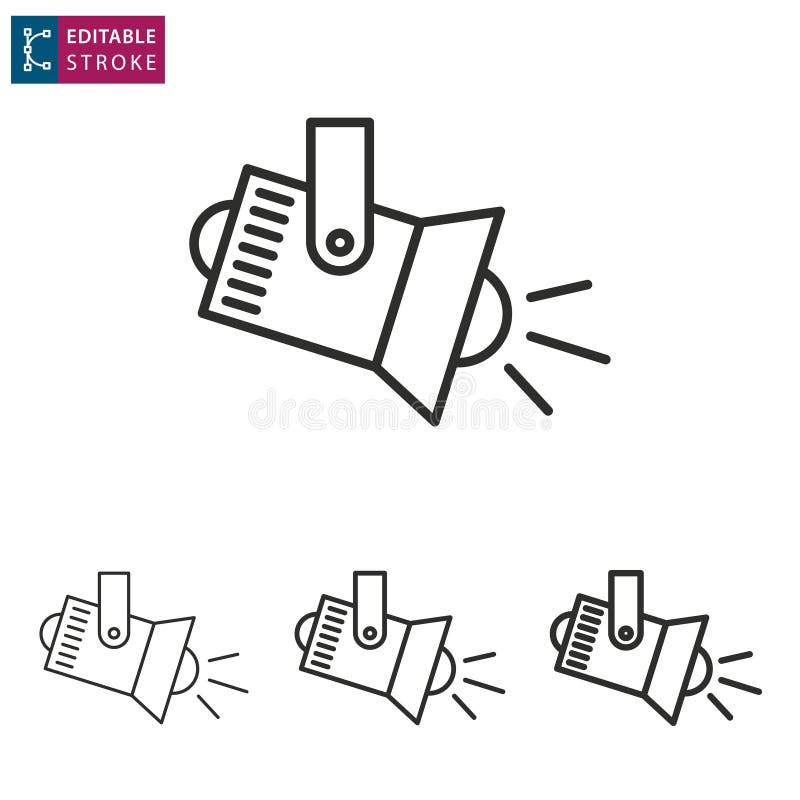 Spotlight Line Icon on White Background. Editable Stroke. Stock Vector ...