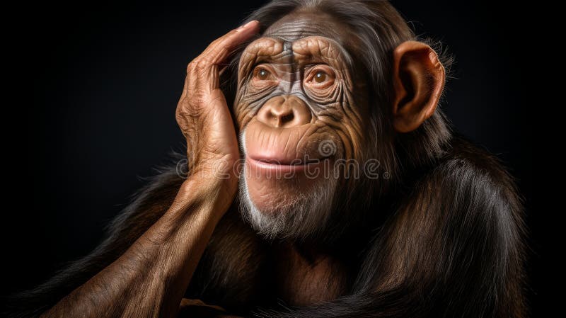 Curious Expression of a Thoughtful Primate in a Serene Moment of ...