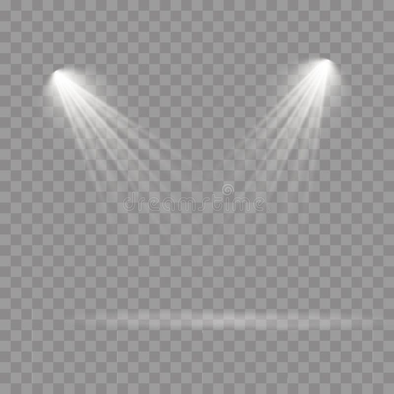 Spotlight Projector, Light Effect with White Rays. Stock Illustration ...