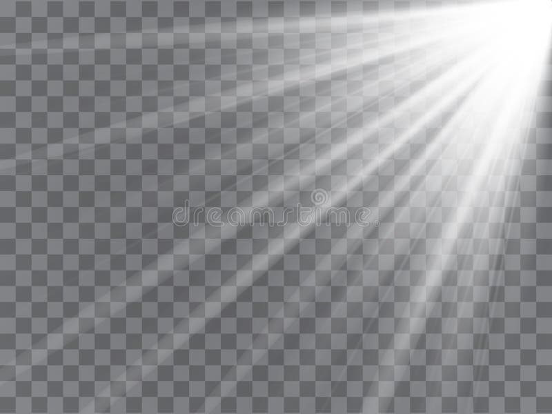 Spotlight Rays with Beams on Transparent Background. Flash Light Vector ...
