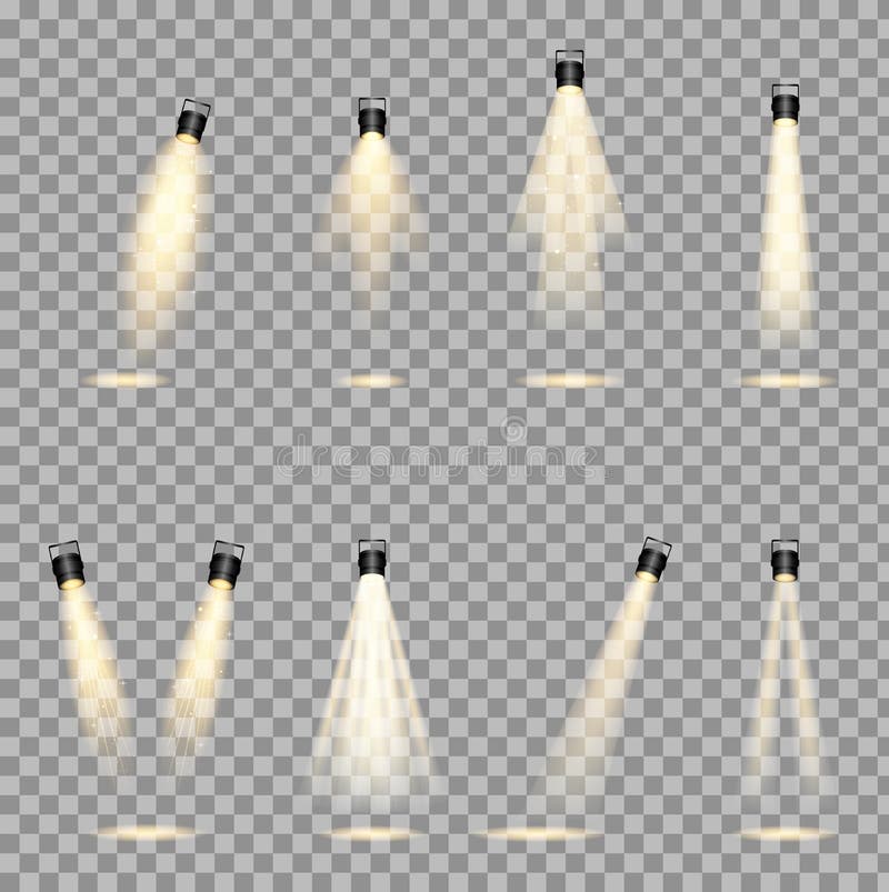 Spotlight Set Collection on Transparent Bakground. Light Effect. Bright ...