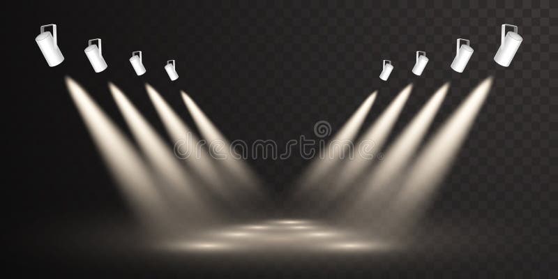 Spotlight Set Collection on Transparent Bakground. Light Effect. Bright ...