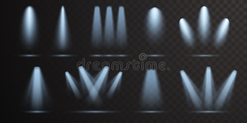 Spotlight Set Collection on Transparent Bakground. Light Effect. Bright Light Beam Stock ...
