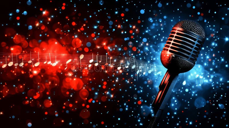 A Spotlight Shines Down on a Microphone at a Karaoke Event, Where Music ...