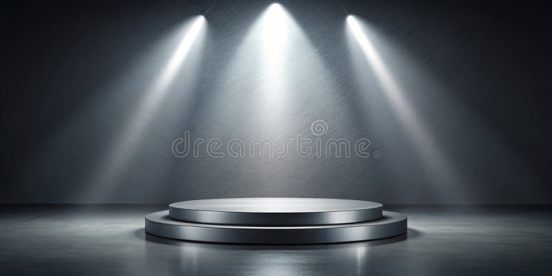 A Spotlight Shines Down on a Silver Podium Casting Shadows on the ...
