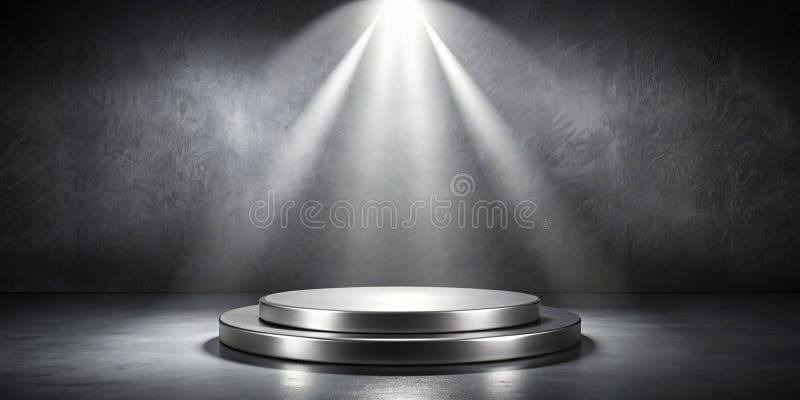 A Spotlight Shines Down on a Silver Podium Casting Shadows on the ...