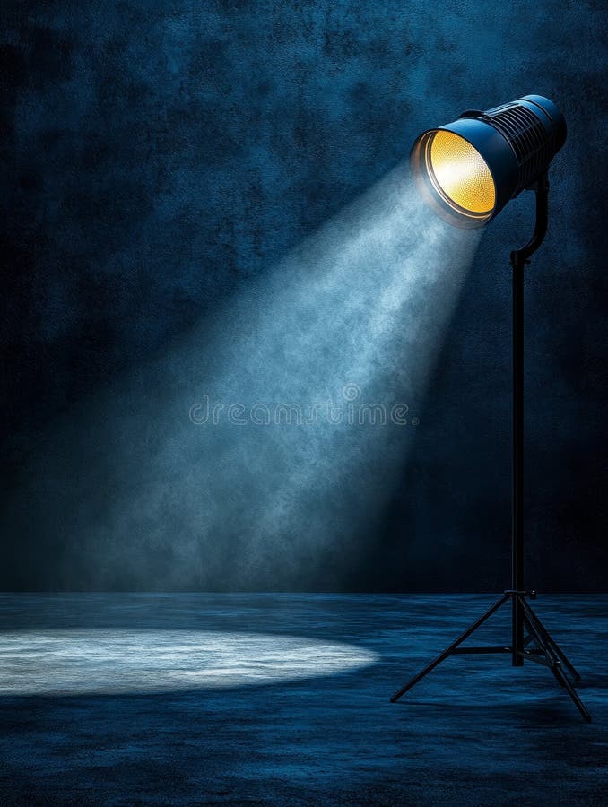 Spotlight Shining in a Dark Room with Beam Visible. Stock Image - Image ...