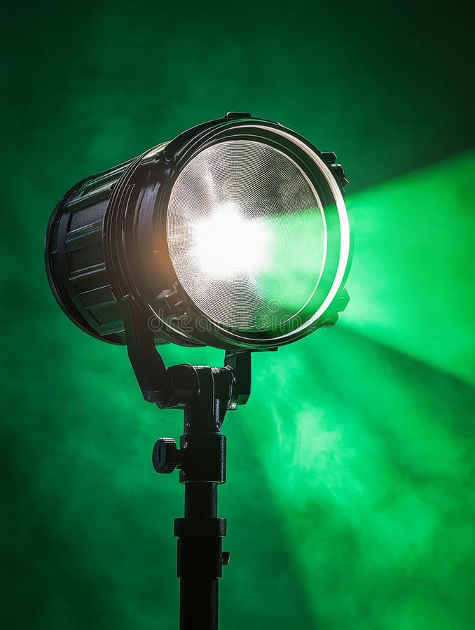 Spotlight Shining with Green Background Fog. Stock Photo - Image of ...