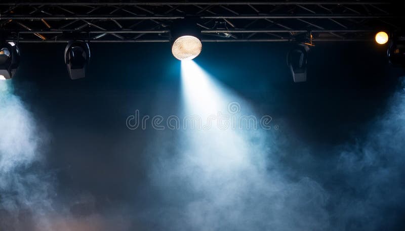 Spotlight on a Smoky Stage Background Stock Illustration - Illustration ...