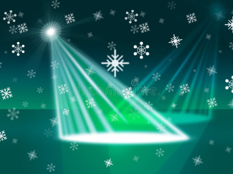 Spotlight Snowflake Indicates Stage Lights and Beam Stock Illustration ...