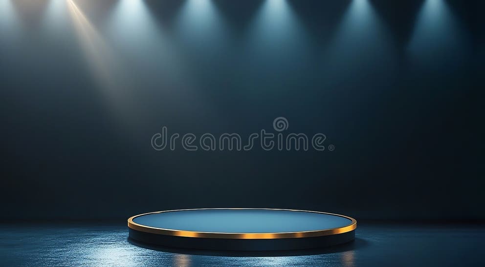 A Spotlight Stage with a Circular Platform Illuminated by Soft Lights ...