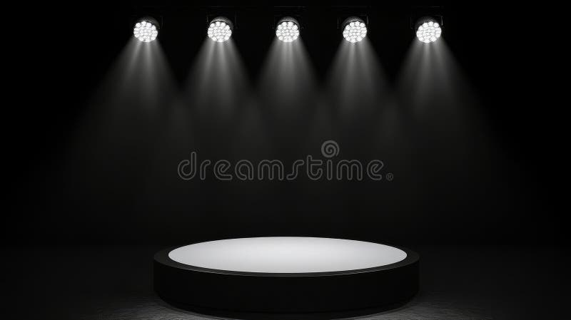 Spotlight Stage with Podium Ready for Performance a Circular Podium ...