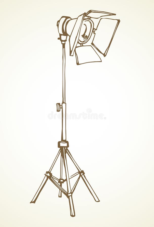 Spotlight on a Stand. Vector Drawing Stock Vector - Illustration of ...